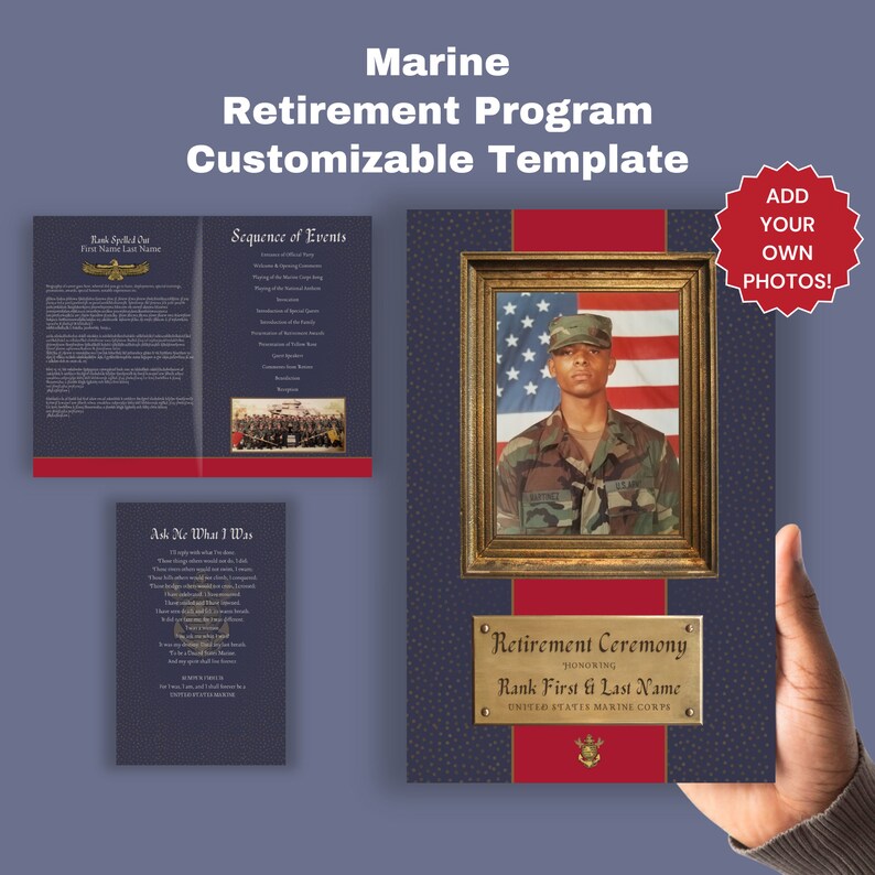 Marine Corps Retirement Ceremony Program Canva Template Retirement ...