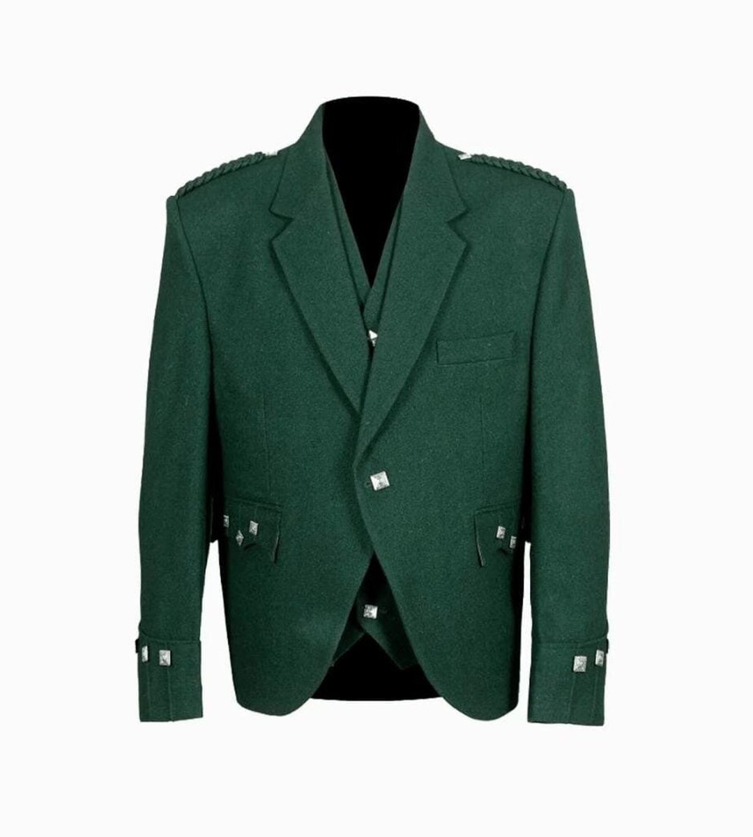 Handmade Mens Scottish Green Argyle Kilt Jacket With Vest Brand New ...