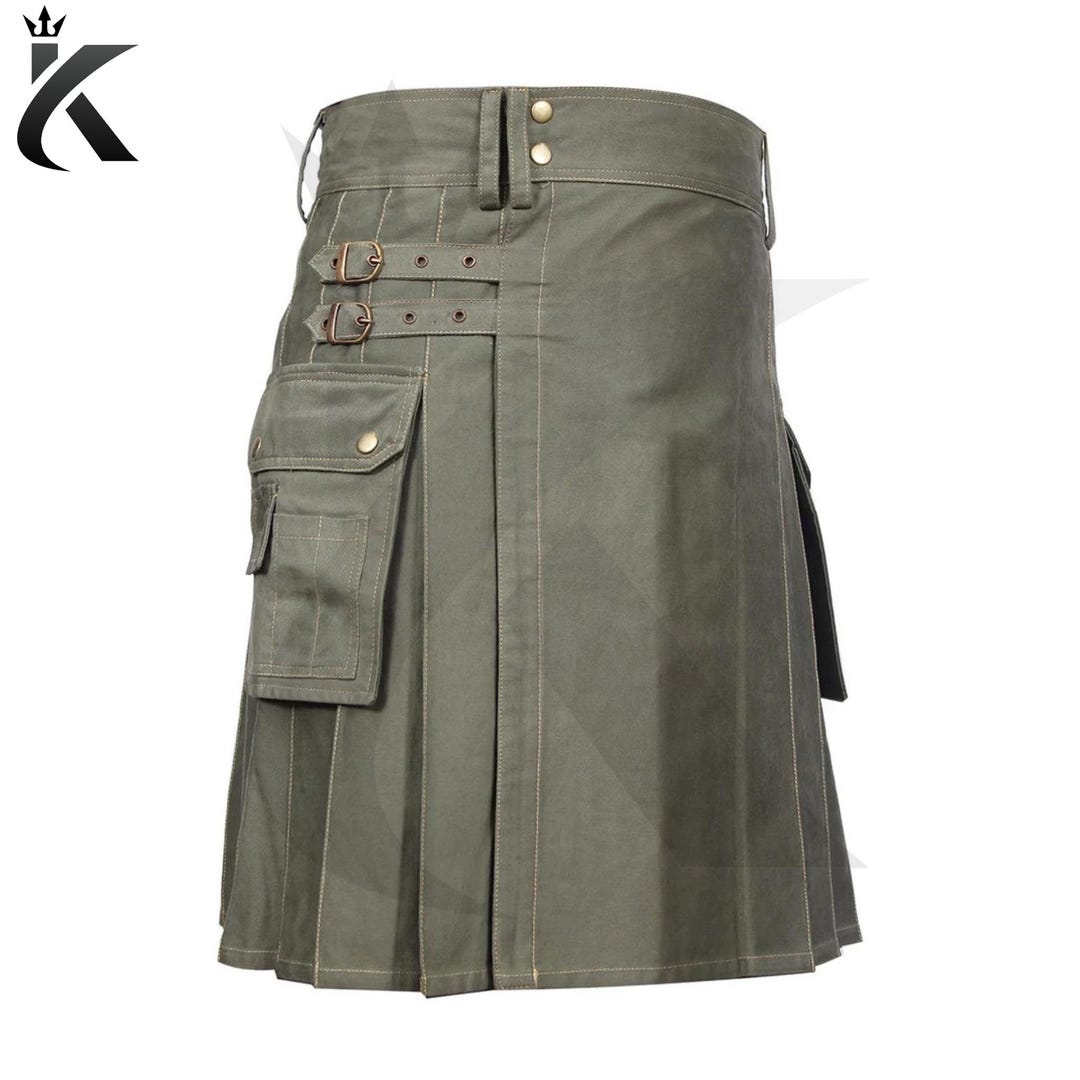 Made to Order Scottish Olive Green Color Classic Utility Kilts for Men ...