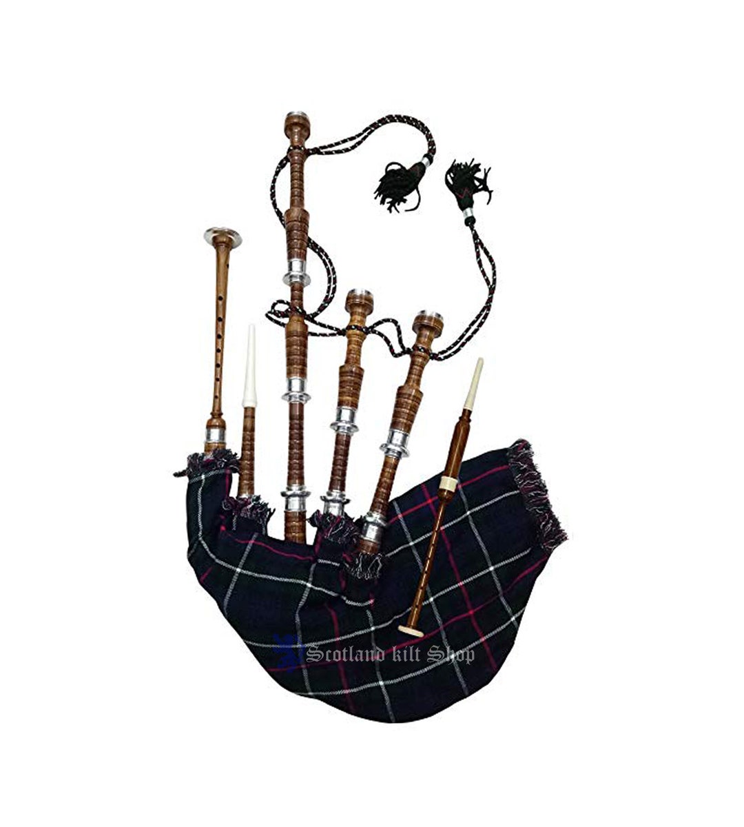 Great Scottish Highland Bagpipes With Silver Mounts | Brown Finish ...