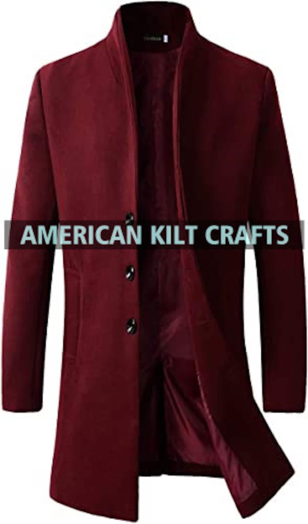 Mens Red Long Overcoat - Vintage Long Trench Coat for Men - Mens ...