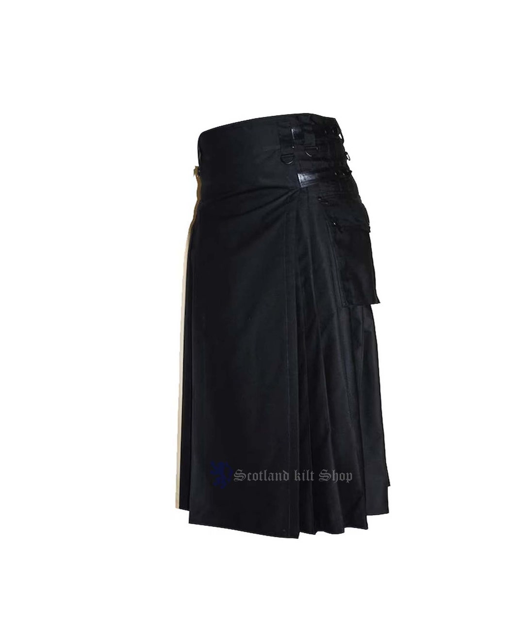 Scottish Mens Long Fashion Utility Kilt | Custom Made Black Winter ...