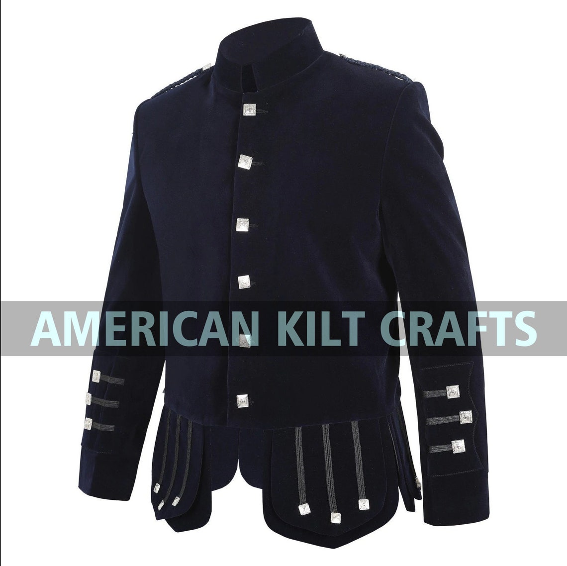 Scottish Black Kenmore Doublet Kilt Jacket for Mens | Military Piper ...