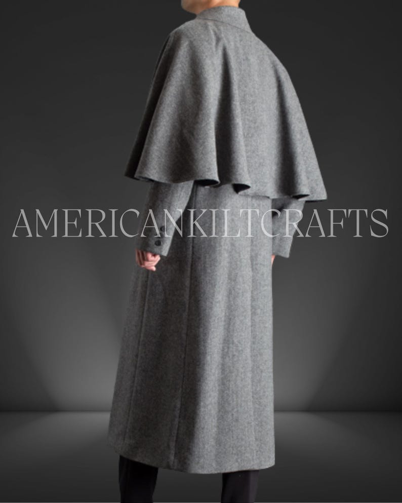 Grey Inverness Cape Coat – Victorian Cloak Overcoat | Sherlock Holmes ...