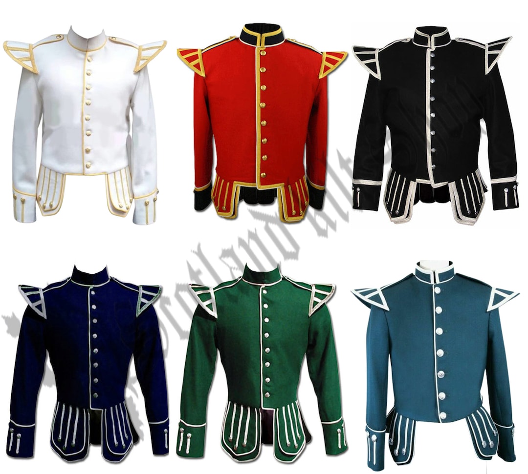 Mens Handmade Scottish Military Piper Drummer Doublets Tunic Jackets ...