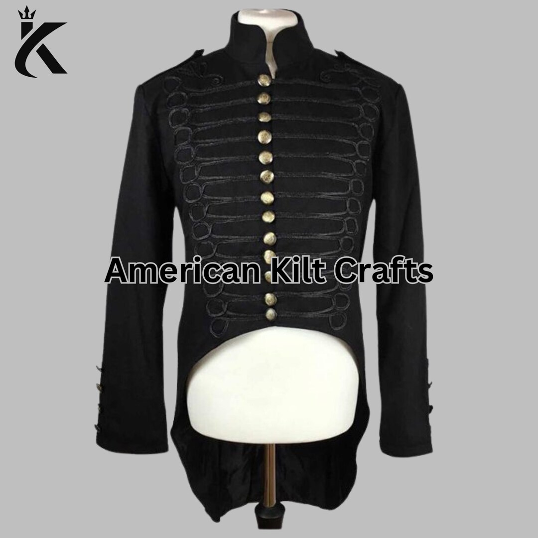 Men's Emo Punk Goth MCR Officer Military Drummer Parade Jacket, Black ...