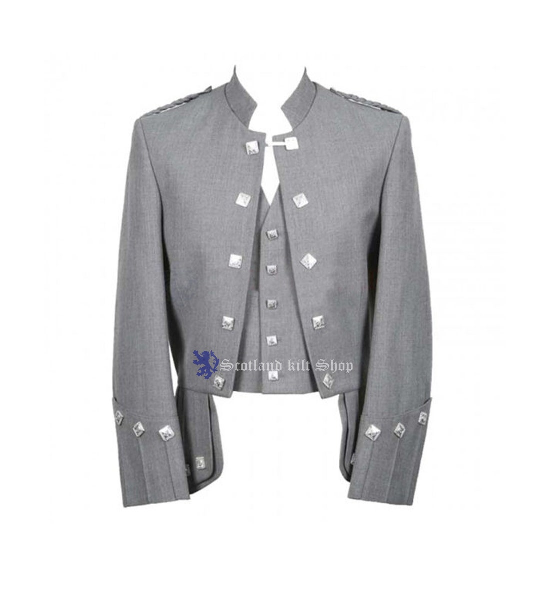 Scottish Grey Sheriffmuir Doublet Kilt Jacket With 5 Button Waistcoat ...