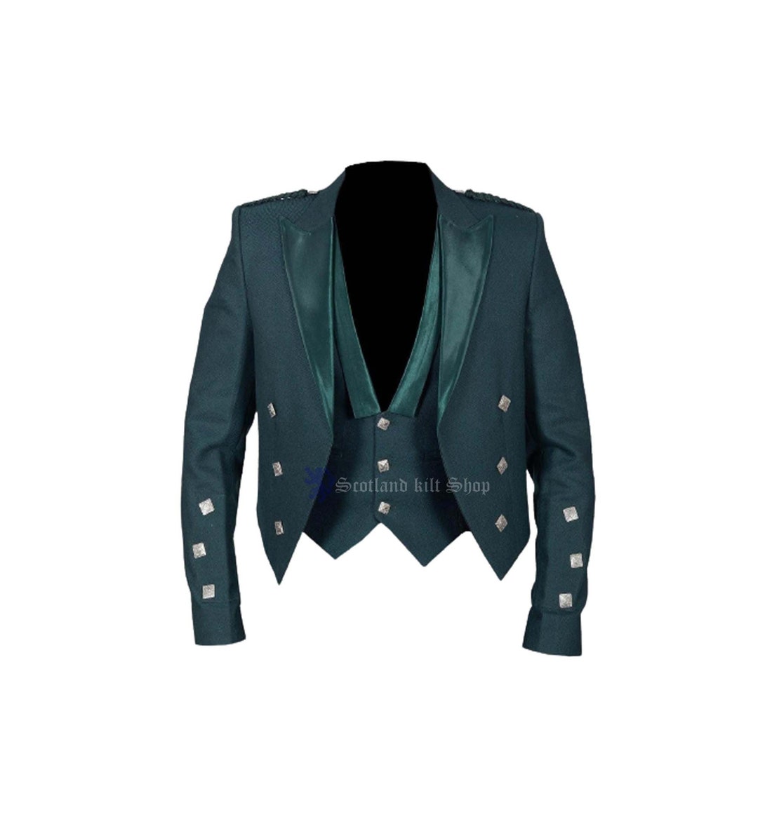 Mens Scottish Green Prince Charlie Kilt Jacket With Vest- Highland ...