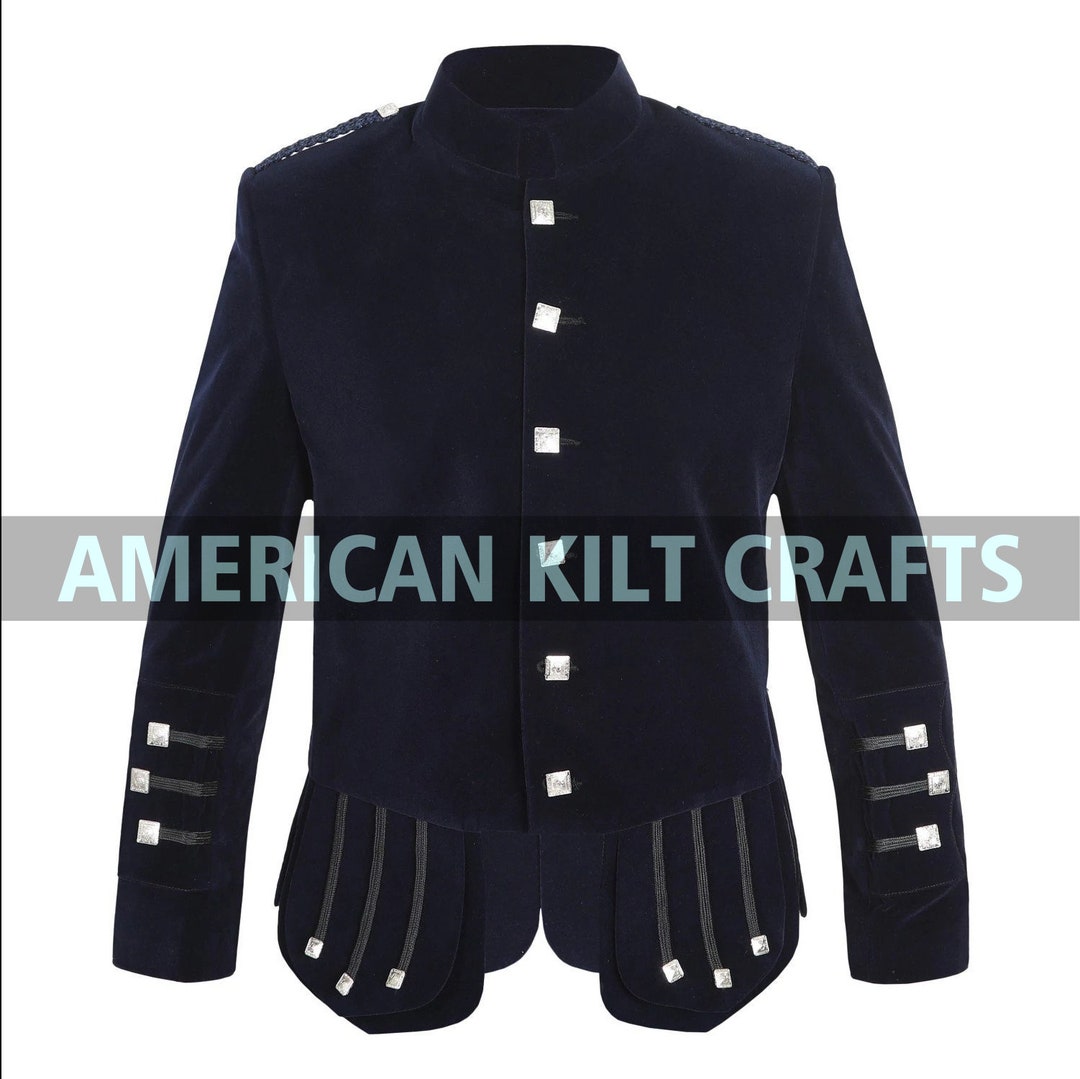 Scottish Black Kenmore Doublet Kilt Jacket for Mens | Military Piper ...