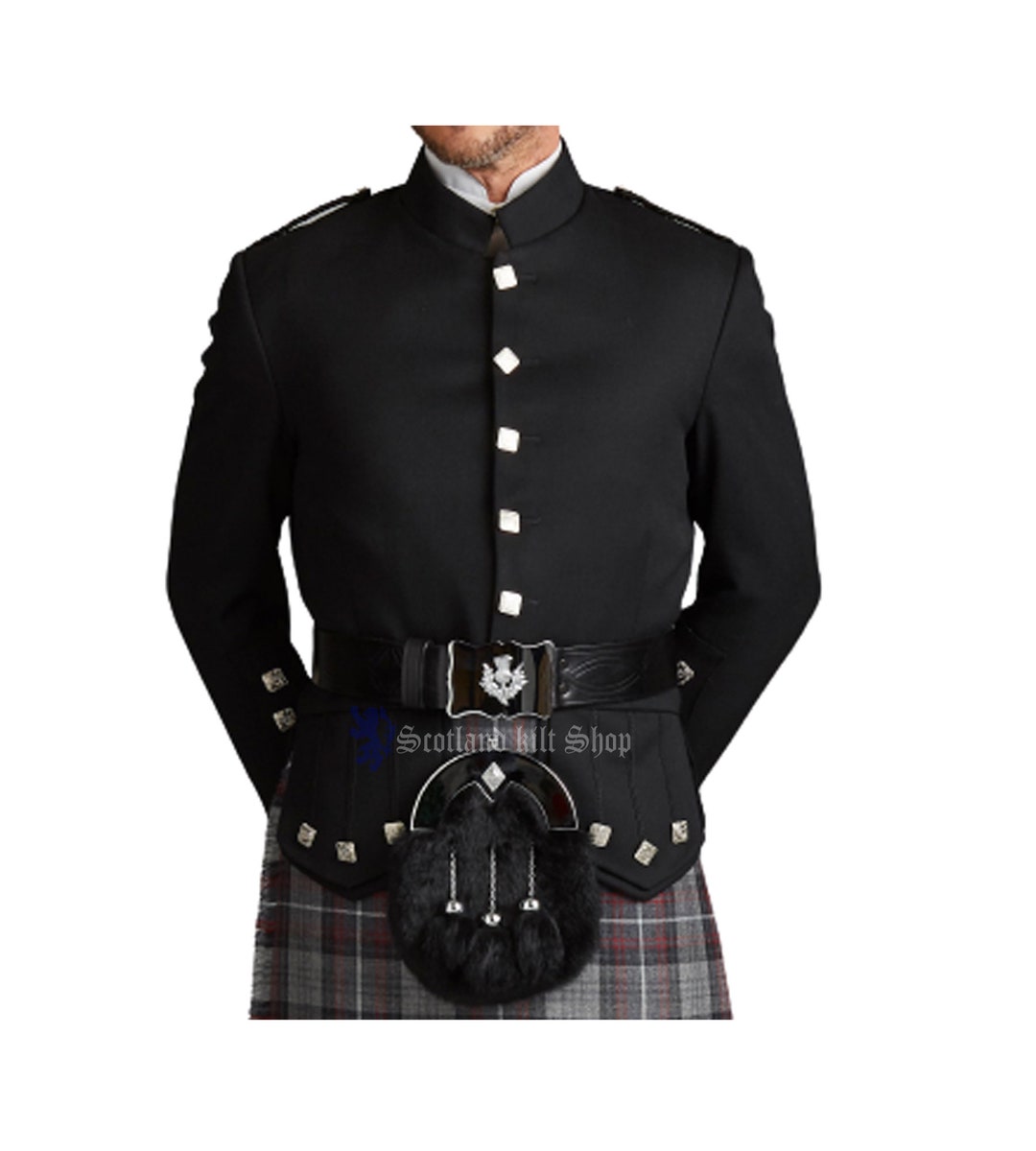 Scottish Black Kenmore Doublet Kilt Jacket for Mens | Military Piper ...
