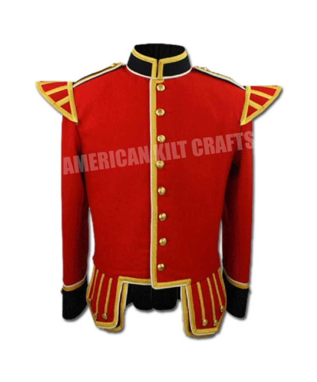 Scottish Red Military Piper Drummer Doublet Kilt Jacket | Marching Band ...