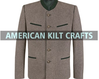 German Bavarian Jacket | Grey Austrian Wool Jacket | Tyrol Loden ...
