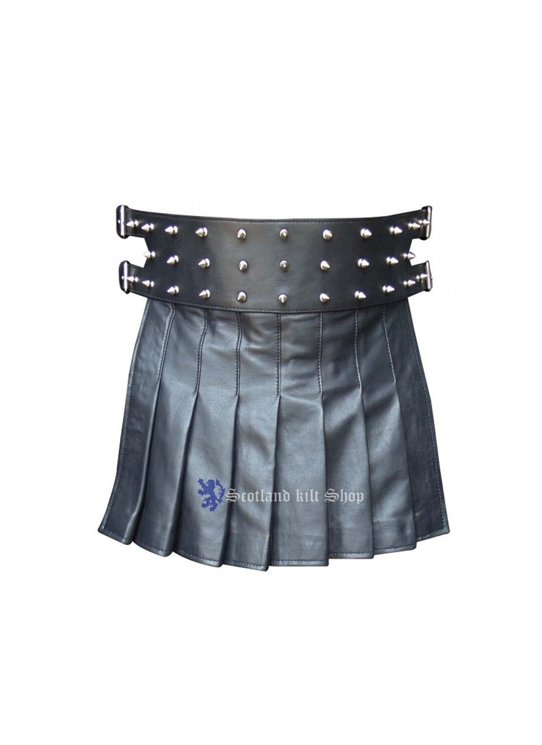 Mens Black Mini Studded Leather Kilt | Gothic Leather Kilt | Roman ...