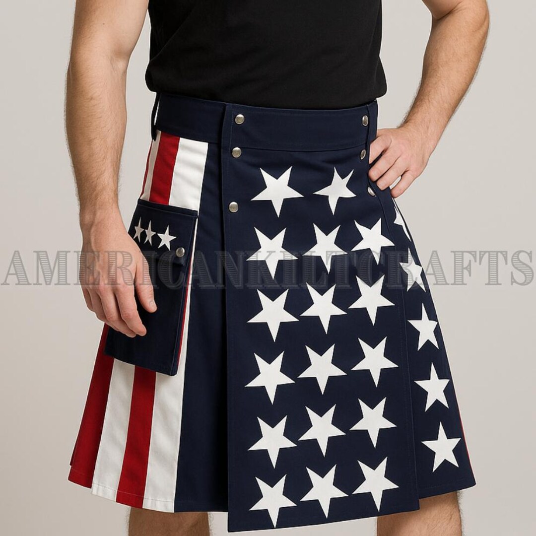 Men's USA Flag Hybrid Utility Kilt - American Patriotic Kilts ...