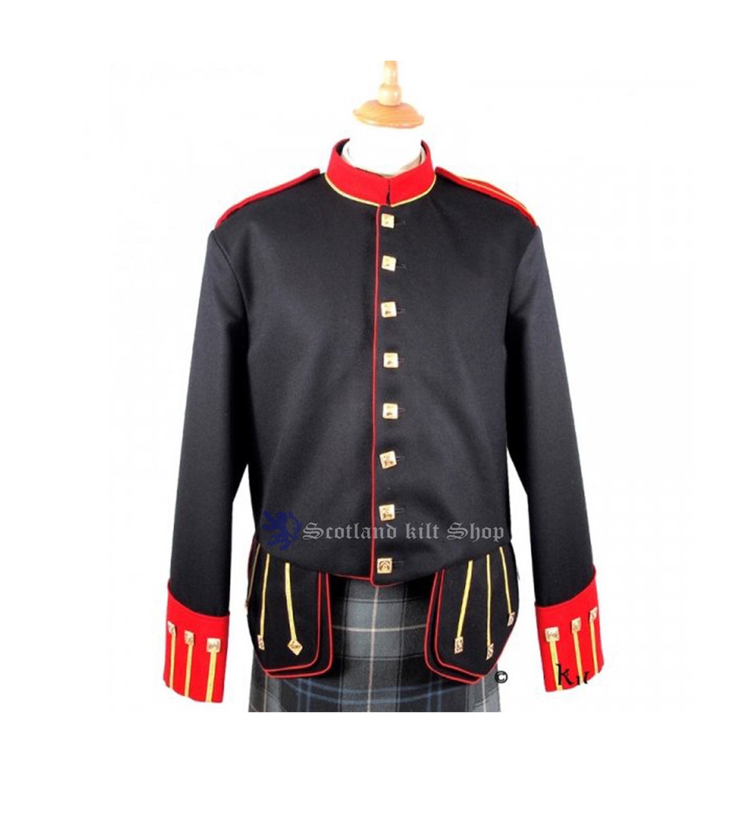 Military Piper Drummer Tunic Doublet Kilt Jacket | Black Scottish Highland Wedding Kilts Jackets ...
