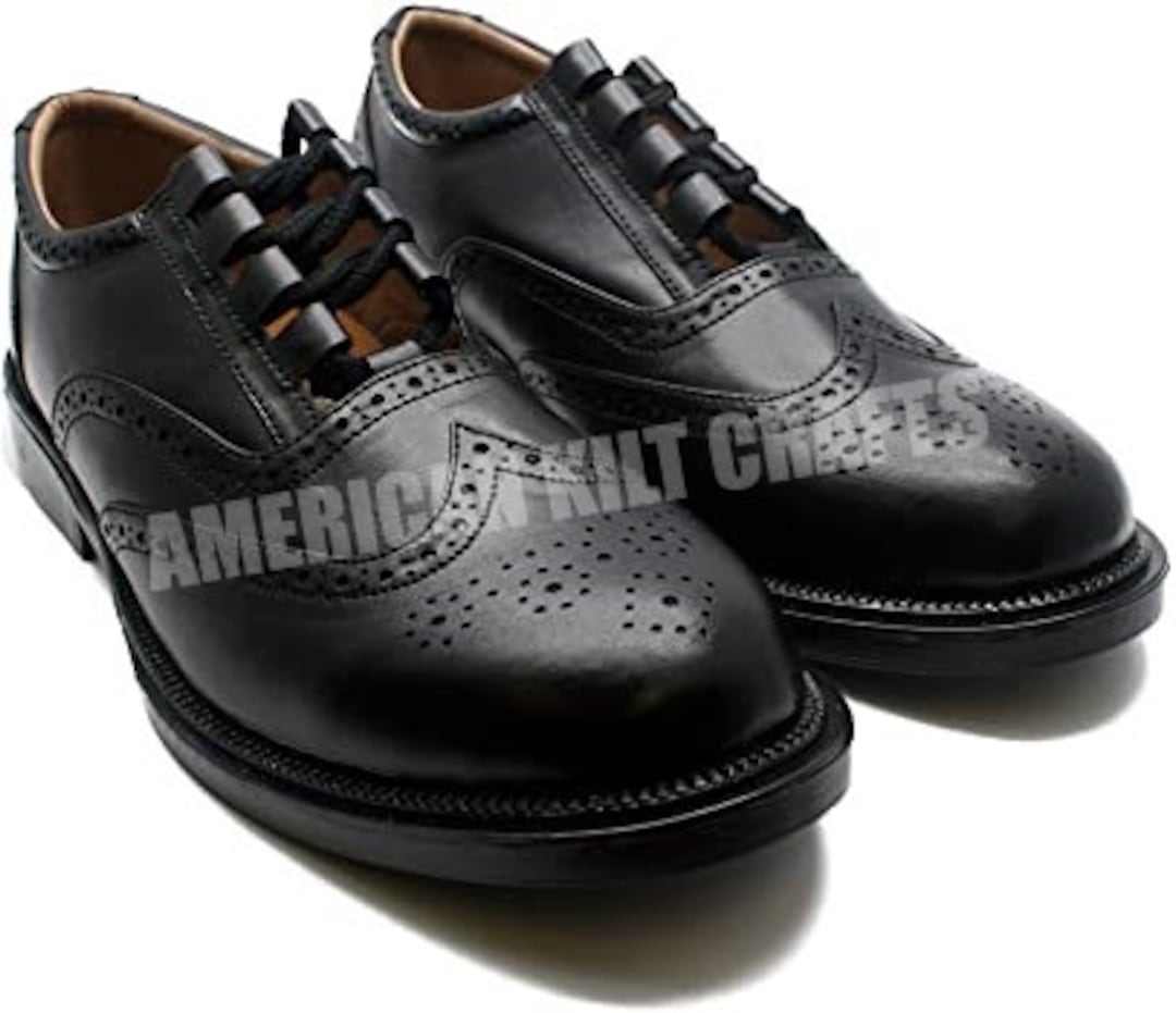Scottish Ghillie Brogues Black Shoes - Highland Wedding Kilt Shoes ...