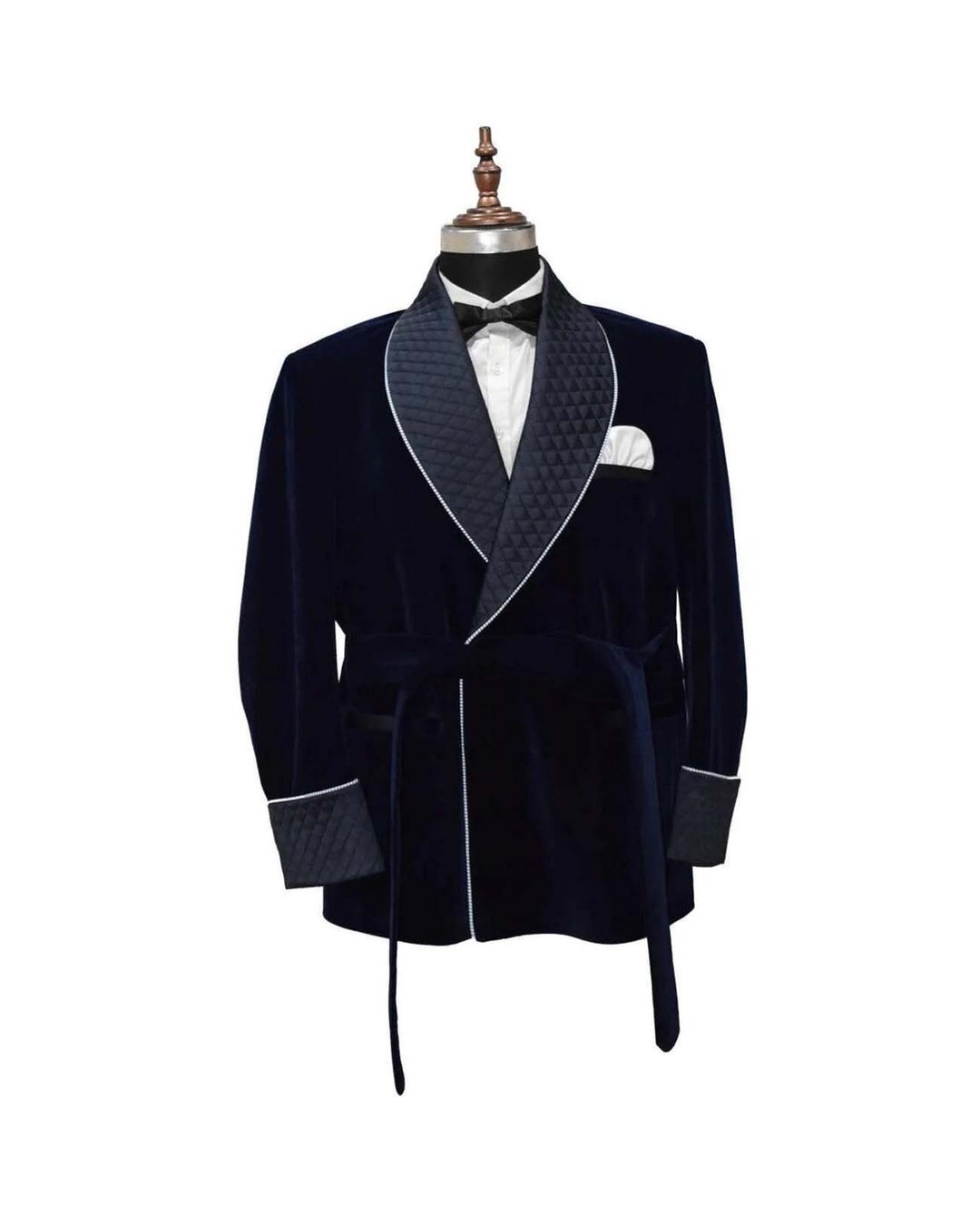 Mens Blue Velvet Smoking Jacket Evening Smoking Robe - Etsy