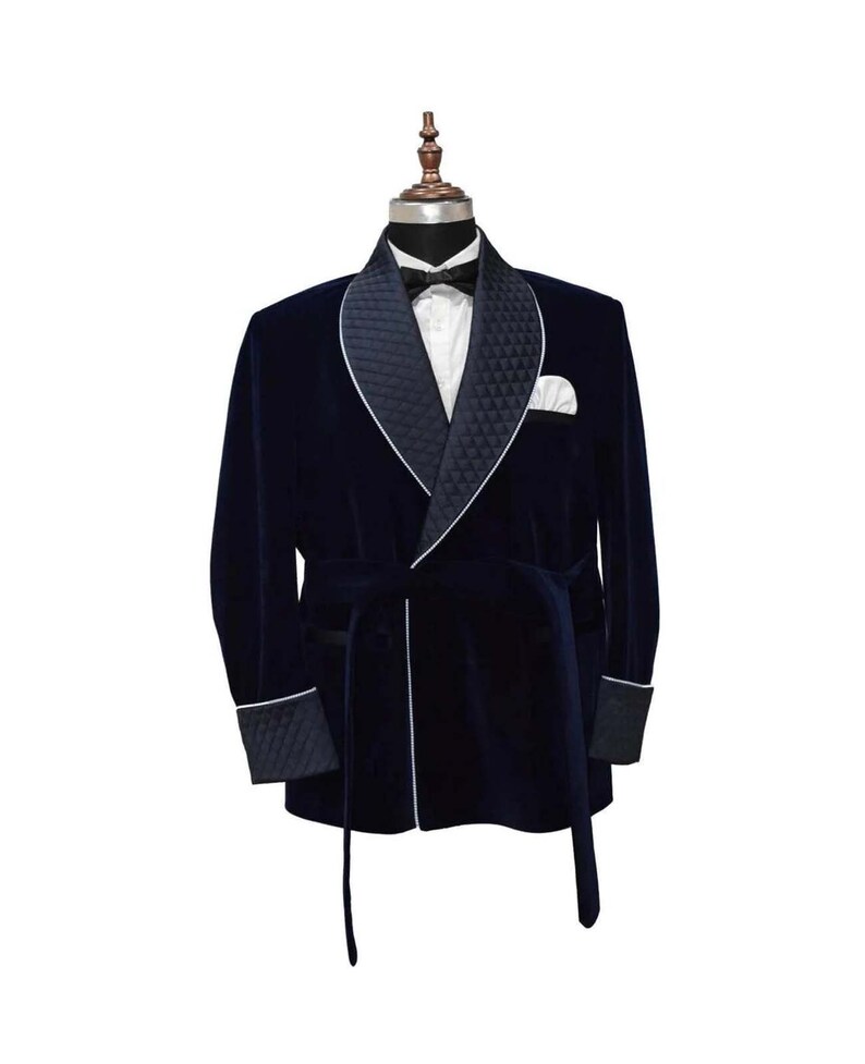 Mens Blue Velvet Smoking Jacket Evening Smoking Robe - Etsy
