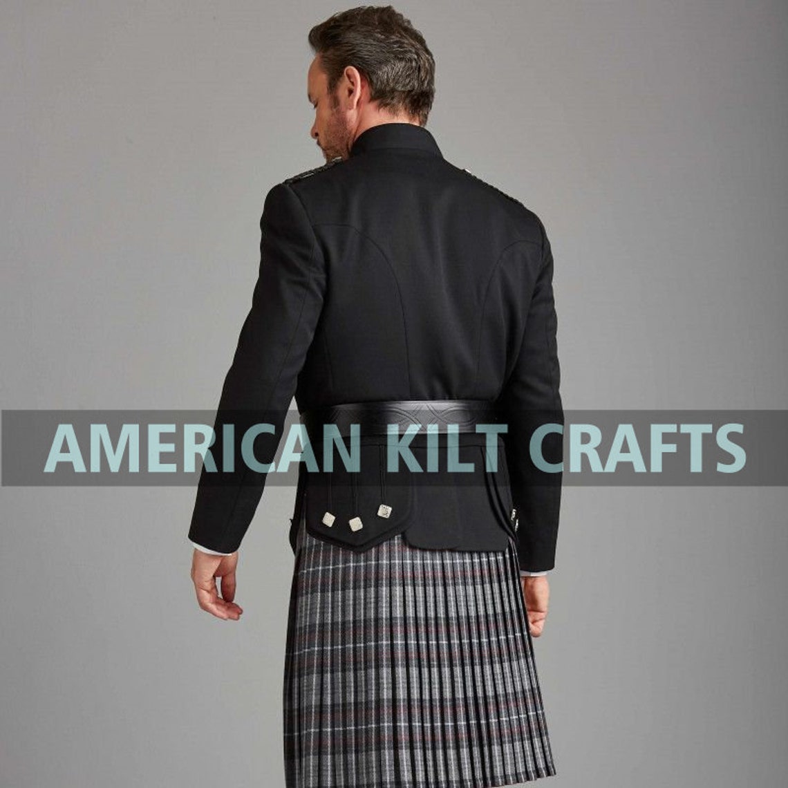 Scottish Black Kenmore Doublet Kilt Jacket for Mens | Military Piper ...