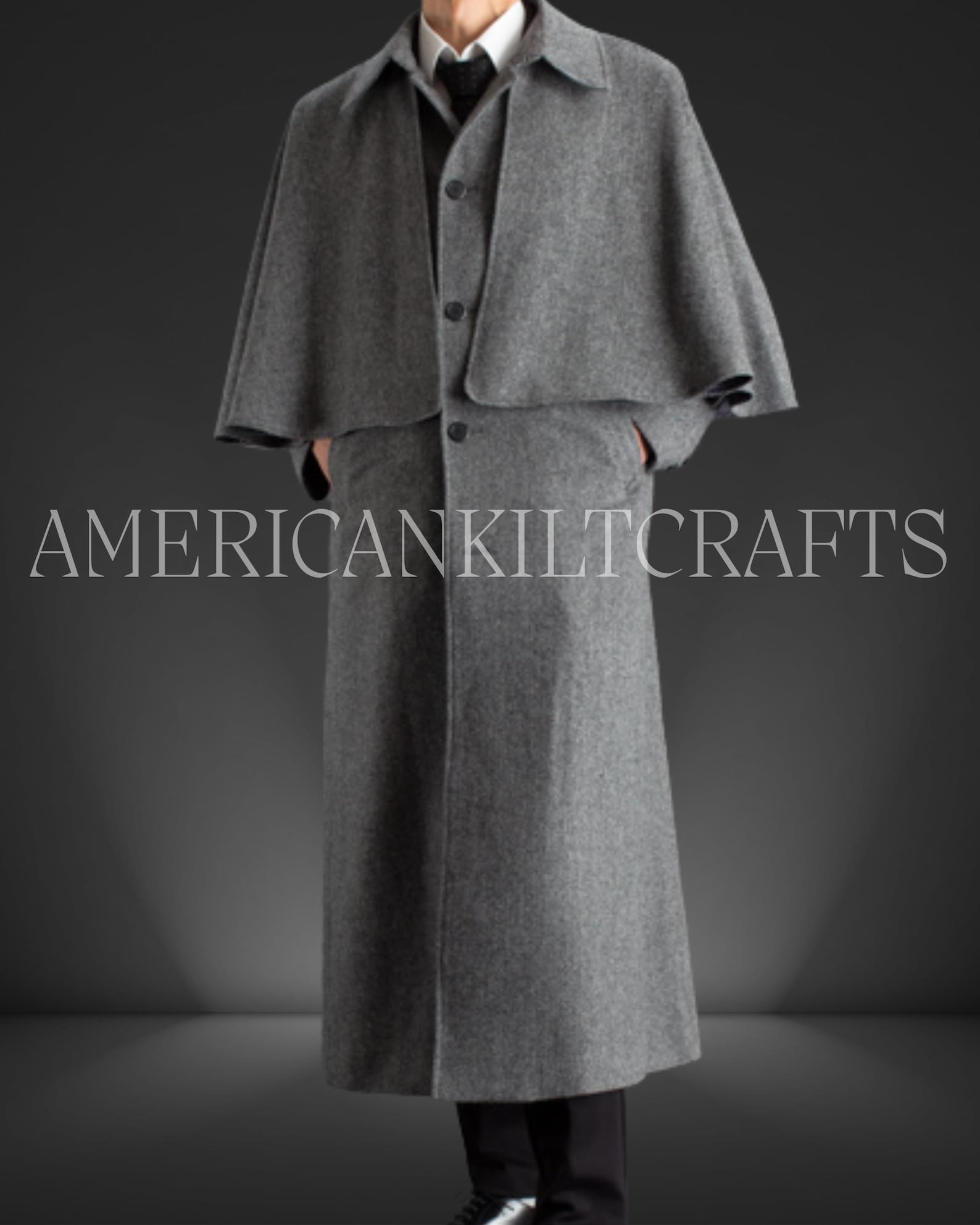 Grey Inverness Cape Coat – Victorian Cloak Overcoat | Sherlock Holmes ...