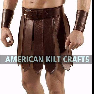 Mens Genuine Leather Roman Gladiator Kilt | Steampunk Kilt for Men ...