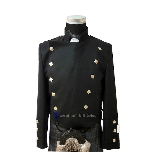 Handmade Scottish Black Montrose Doublet Kilt Jacket for Mens - Etsy