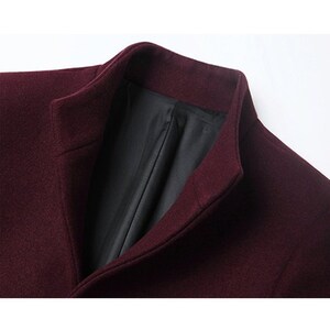 Mens Maroon Long Overcoat - Vintage Long Trench Coat for Men - Mens ...