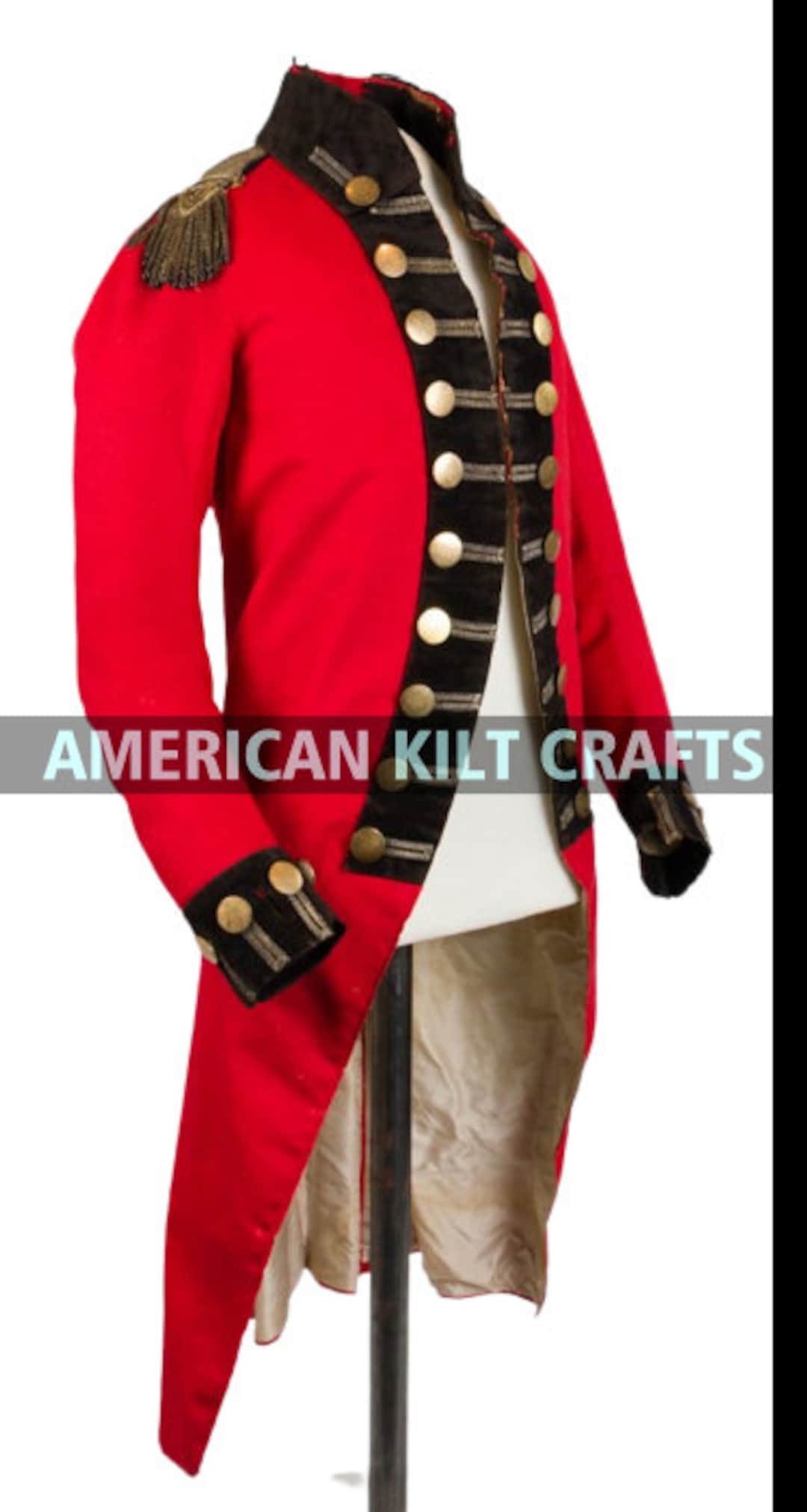 New 1787-1792 Tailcoat - Men's Red Wool Tailcoat - Evolution Fashion ...