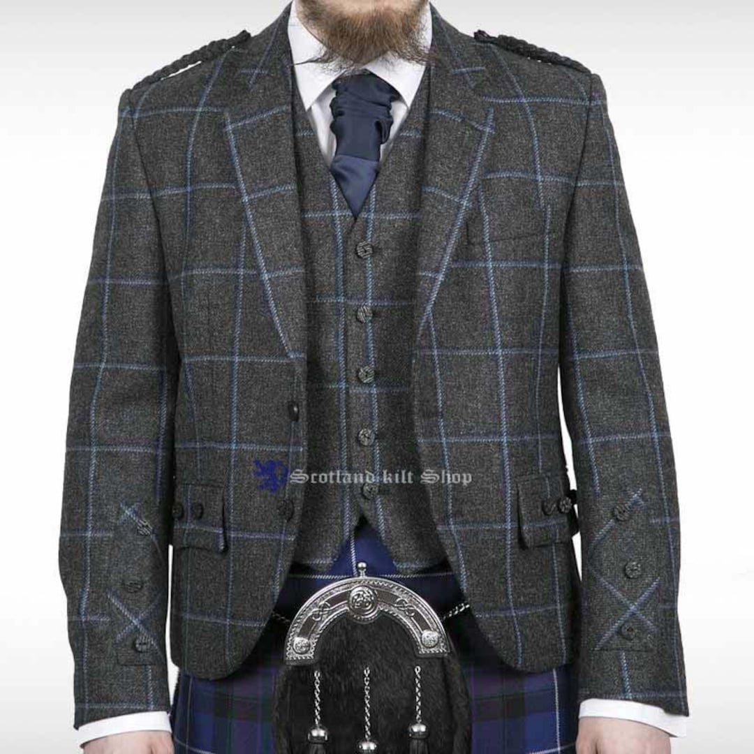 Scottish Argyle Kilt Jacket With Waistcoat - Men's Highland Traditional ...