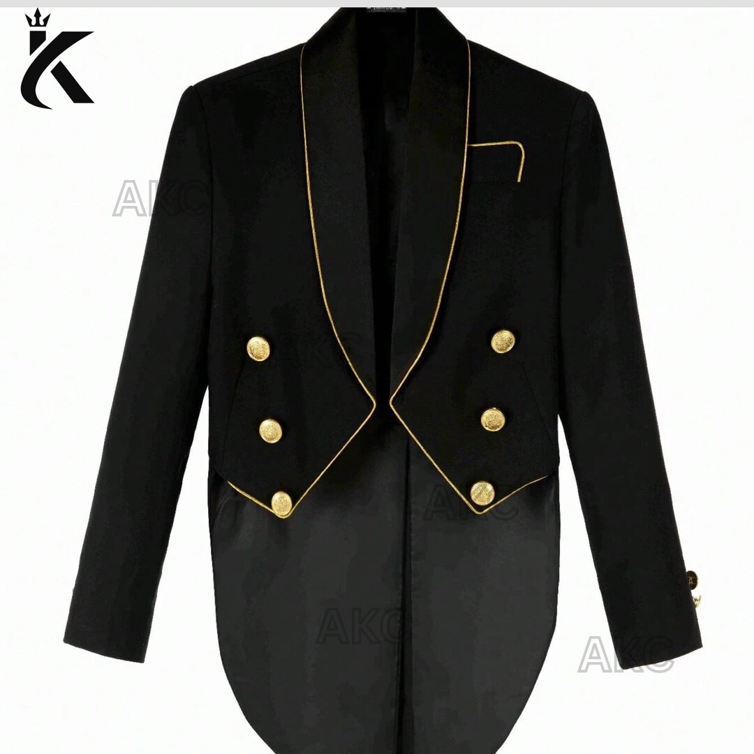Men’s Black Tailcoat Suit Formal Vintage Long Jacket Gothic Victorian ...