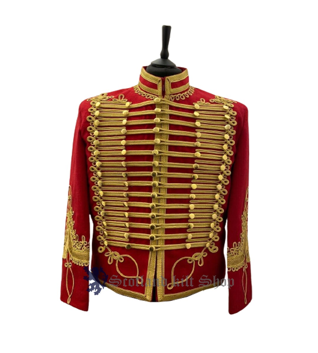 Red Napoleonic Jimmie Hendrix Military Style Tunic Plessie Hussar ...