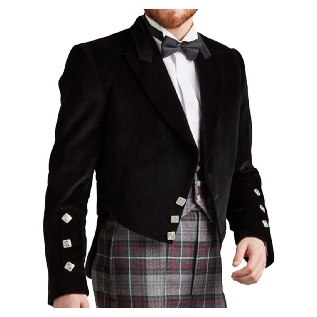 Men's Scottish Prince Charlie Kilt Jacket With 3 Buttons Vest - 100% ...