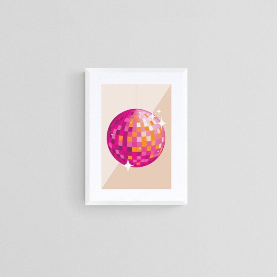 Pink and Orange Disco Print Digital Art Download Disco - Etsy