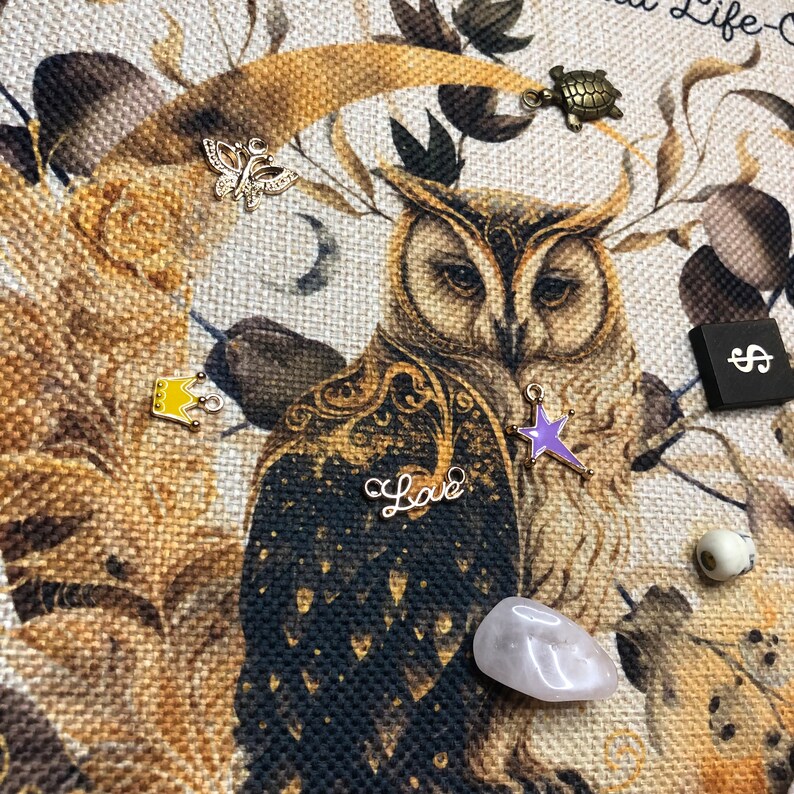 Charm Casting Mat Divination Mat Charm Casting Kit Fortune Telling Owl ...