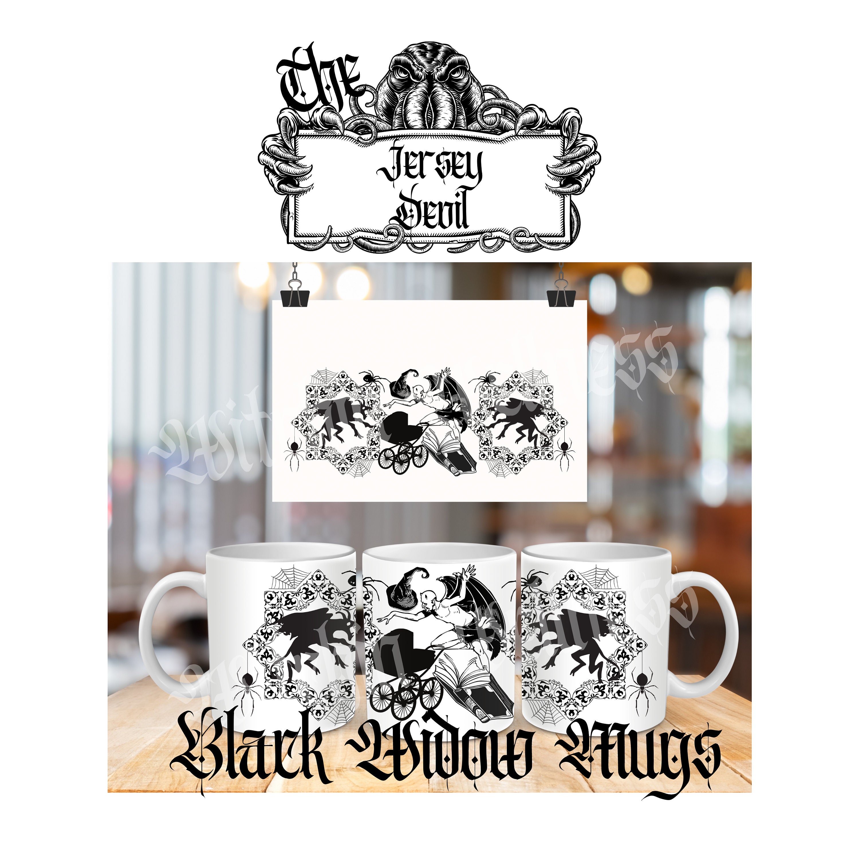 Jersey Devil Coffee Cup Cryptid Coffee Mug Blue Willow - Etsy