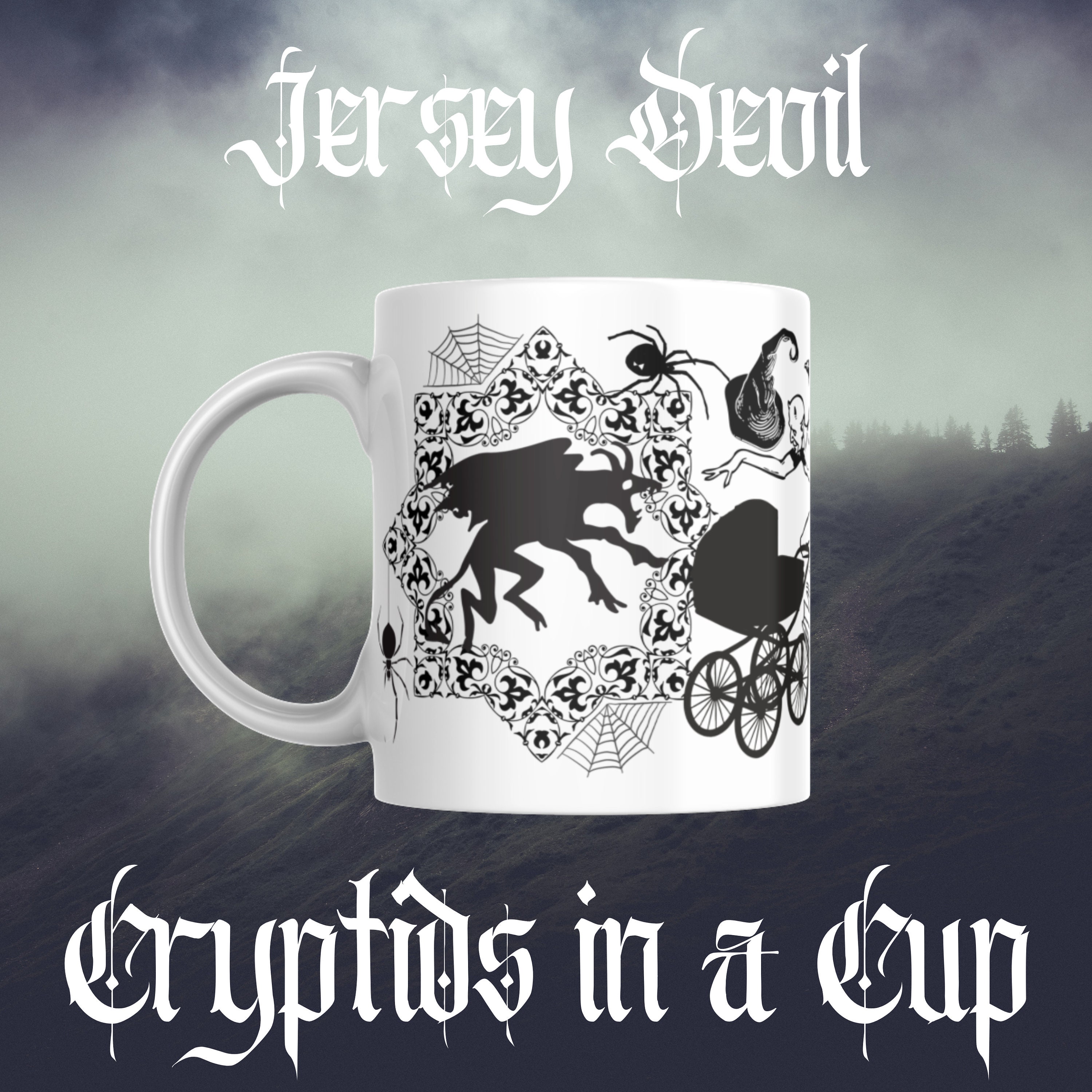 Jersey Devil Coffee Cup Cryptid Coffee Mug Blue Willow - Etsy