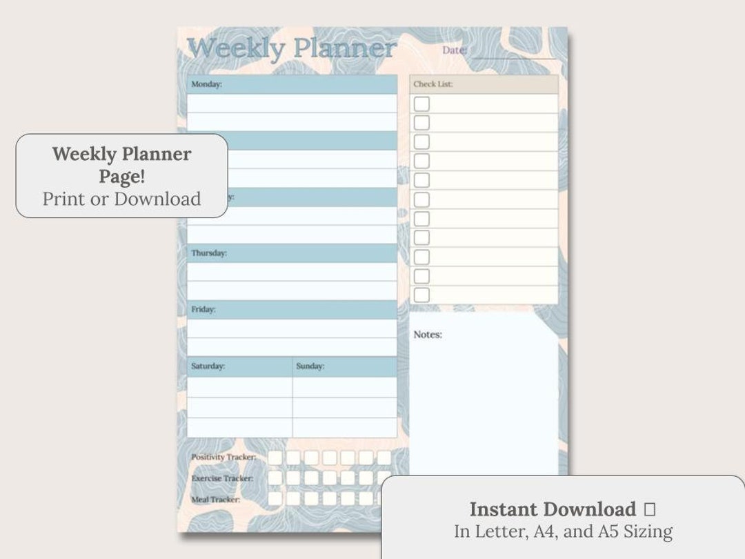 Weekly Planner, Printable Planner Page, Maximalist Schedule, ADHD ...