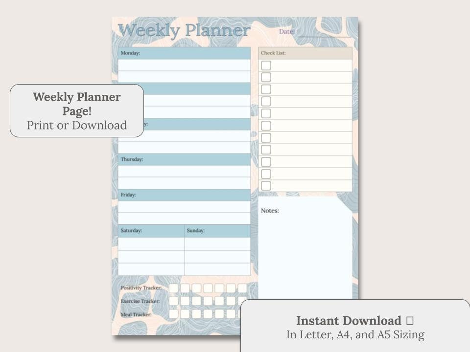 Weekly Planner, Printable Planner Page, Maximalist Schedule, ADHD ...