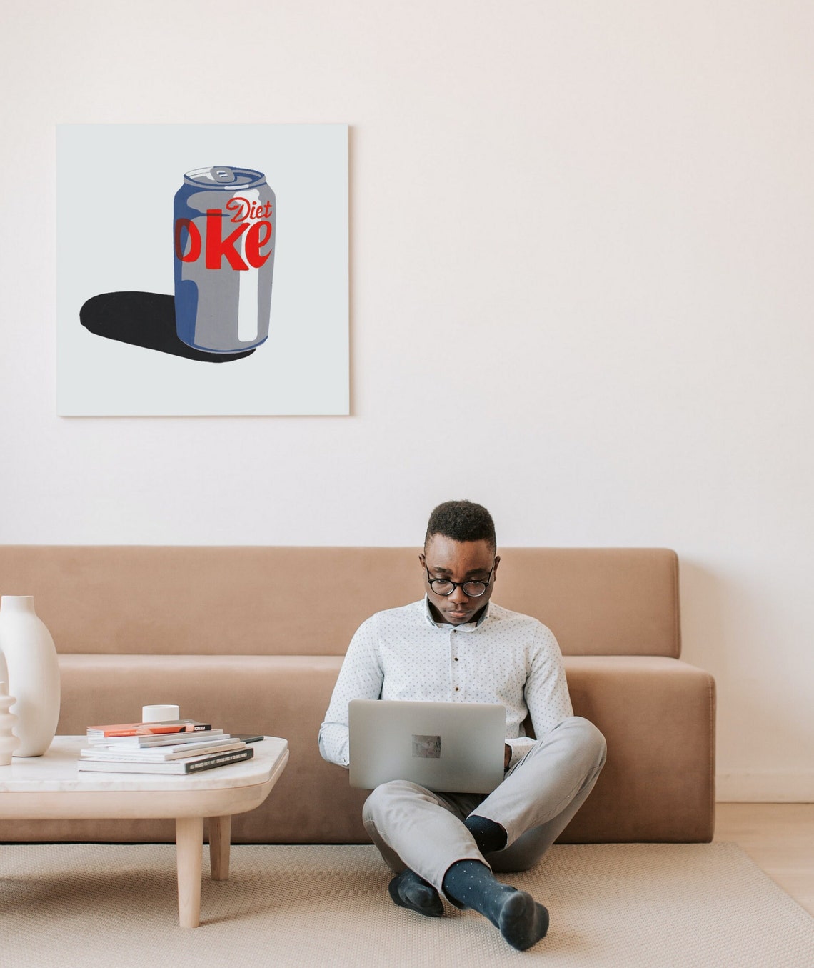 Diet Coke Printable Wall Art - Blue With Shadow, Art for Gallery Wall ...