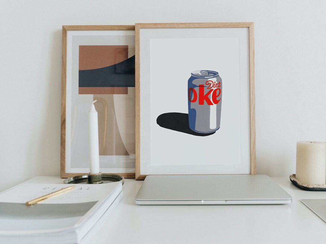 Diet Coke Printable Wall Art - Blue With Shadow, Art for Gallery Wall ...