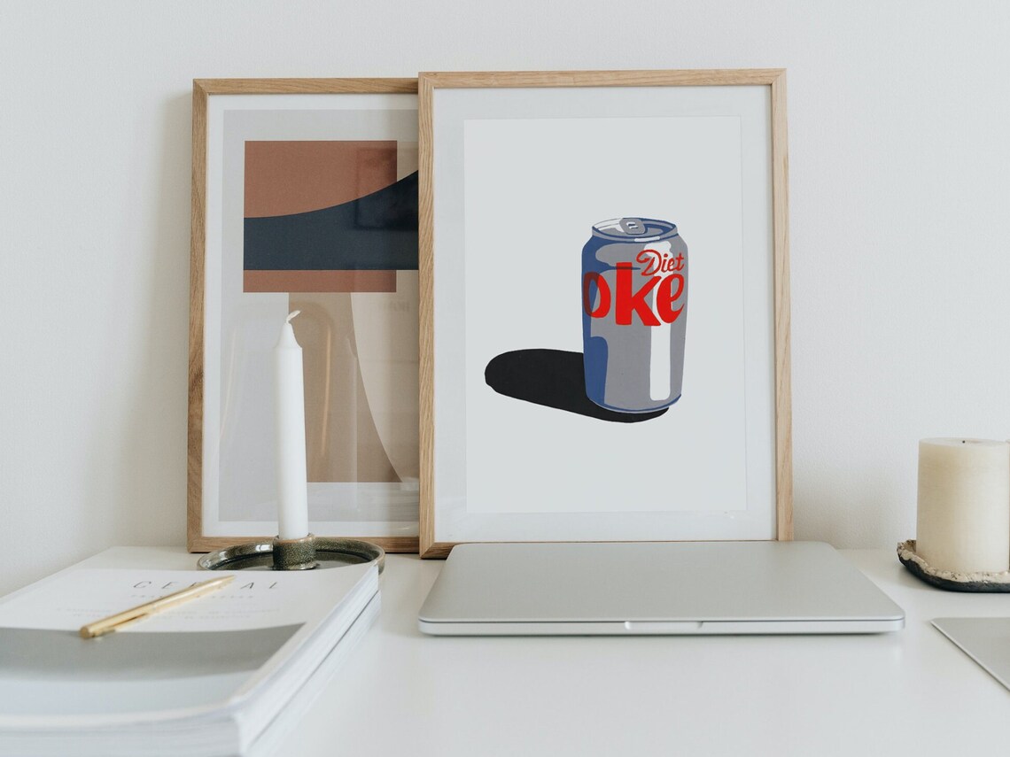 Diet Coke Printable Wall Art - Blue With Shadow, Art for Gallery Wall ...