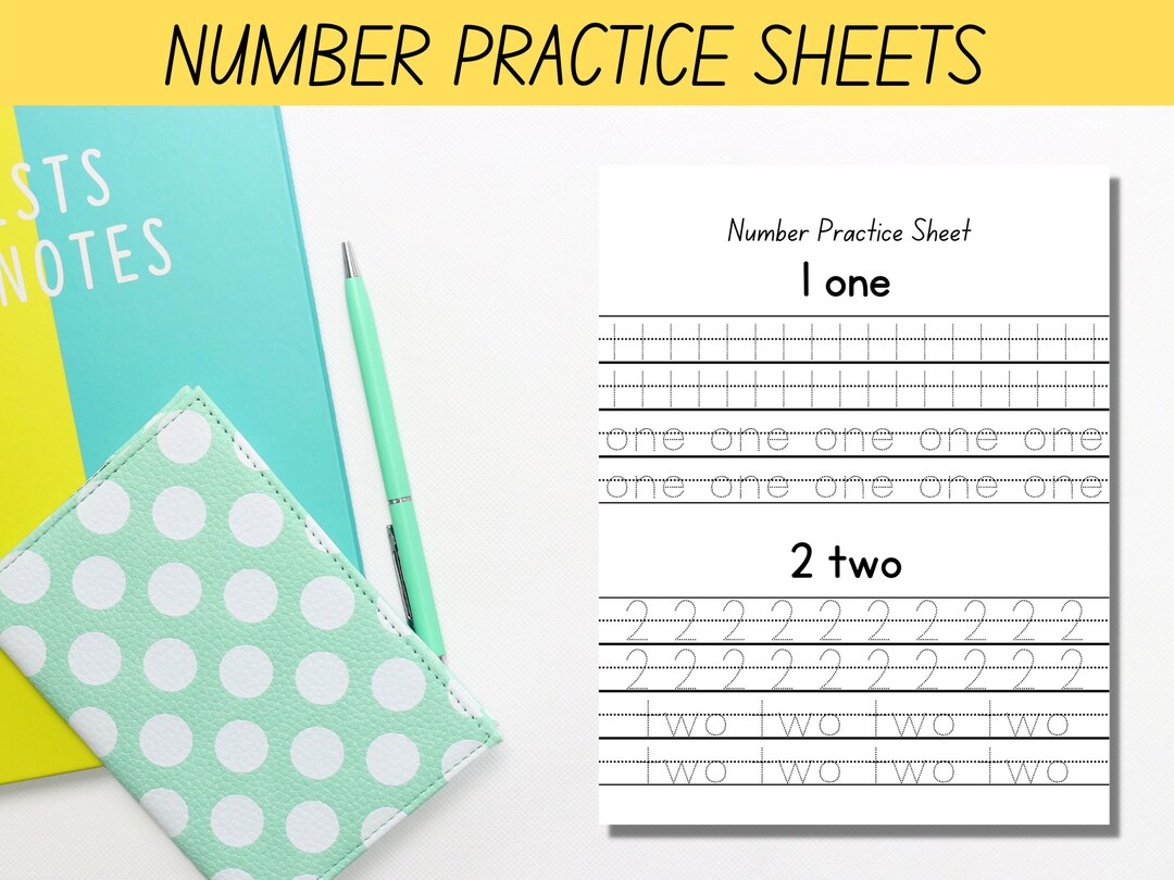 Number Practice Sheet, 1-10, Printable Number Practice Sheets, Instant ...