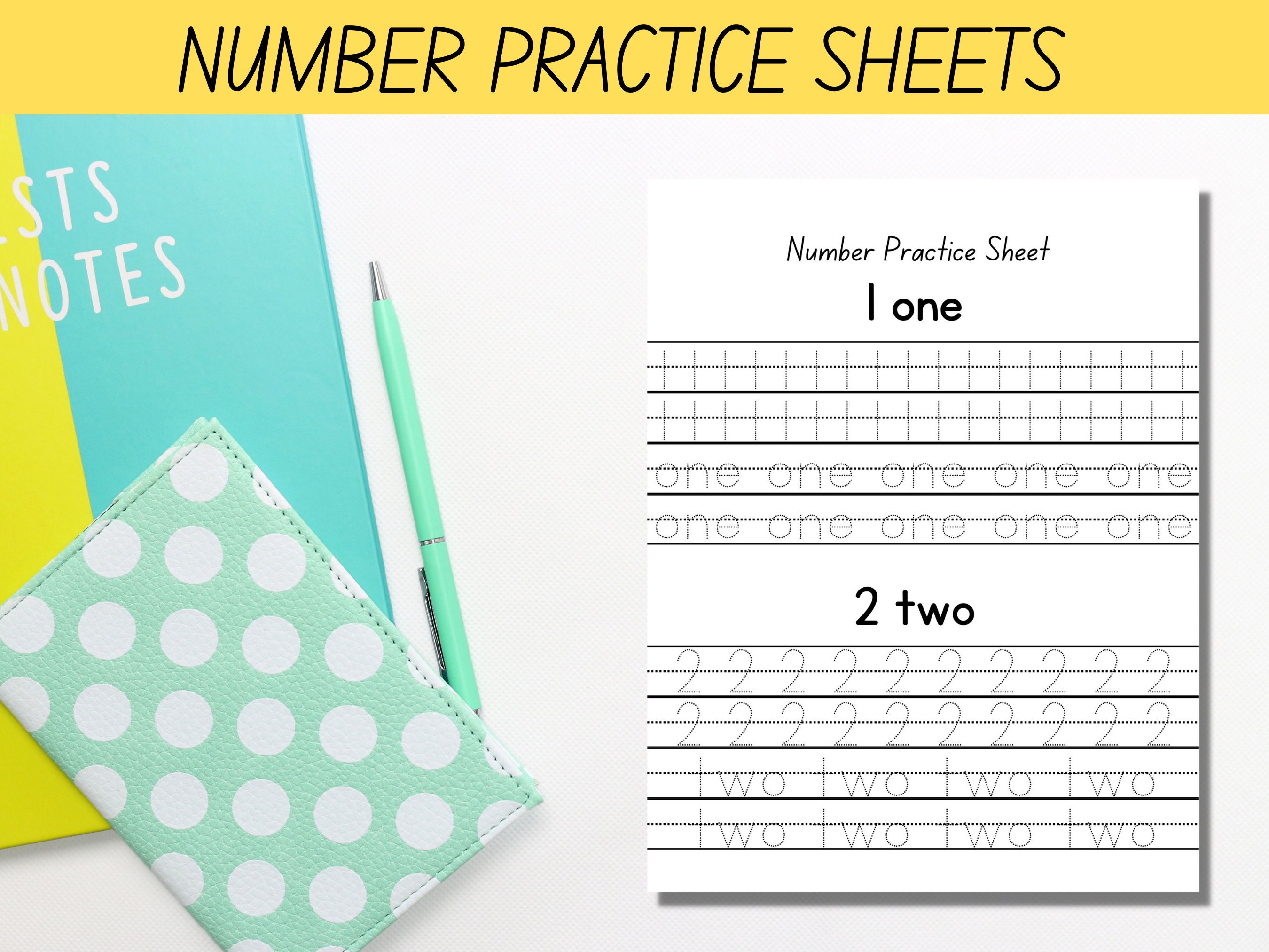 Number Practice Sheet, 1-10, Printable Number Practice Sheets, Instant ...
