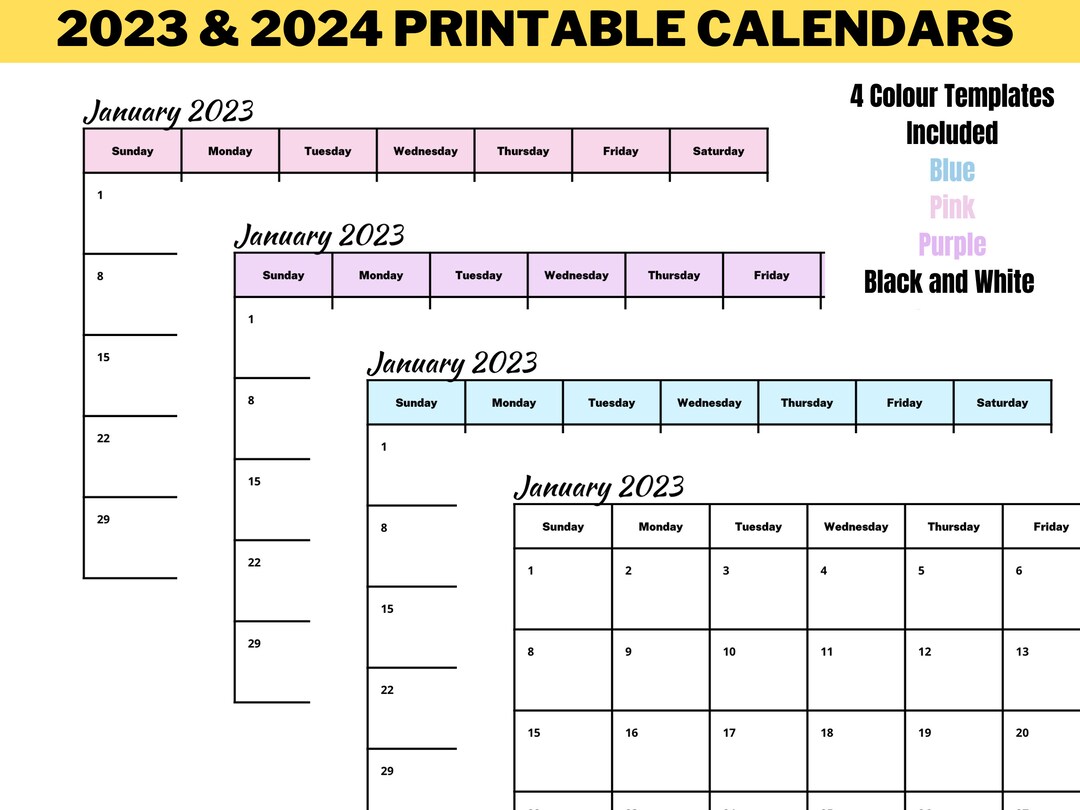 2023 and 2024 Printable Calendar, Monthly Planner, Printable or Digital ...