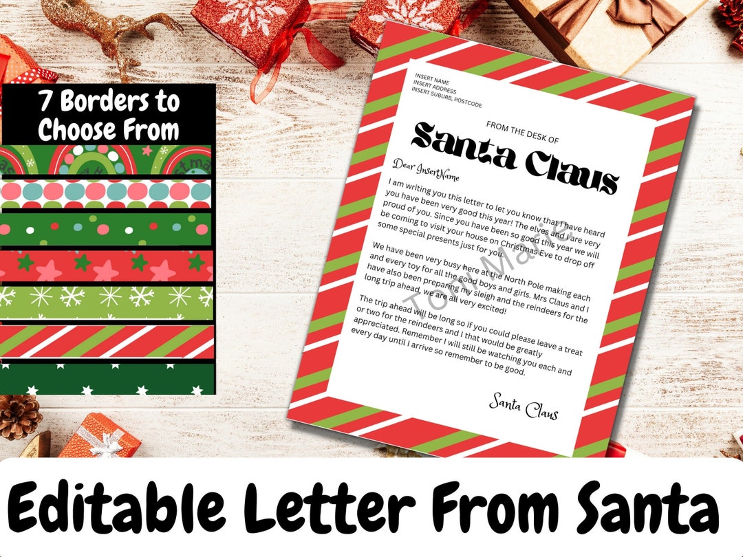 Editable Letter From Santa, Santa Letter, Santa Claus Letter, Santa ...