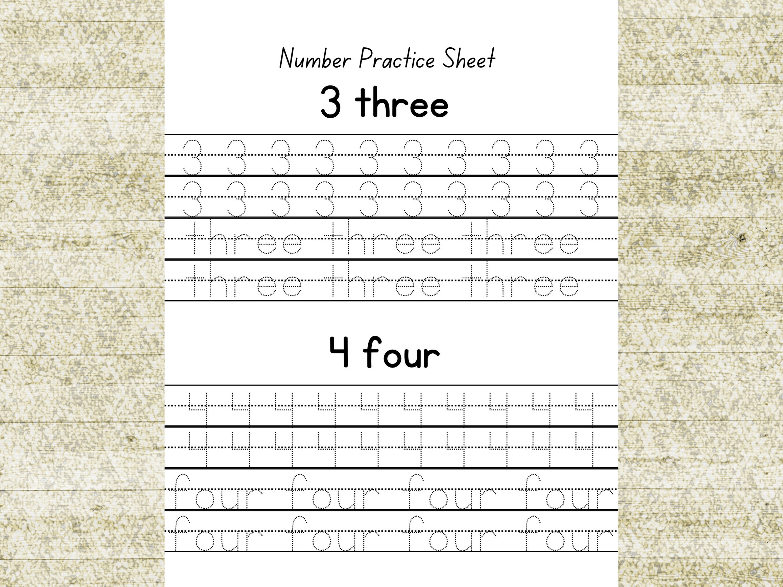 Number Practice Sheet, 1-10, Printable Number Practice Sheets, Instant ...