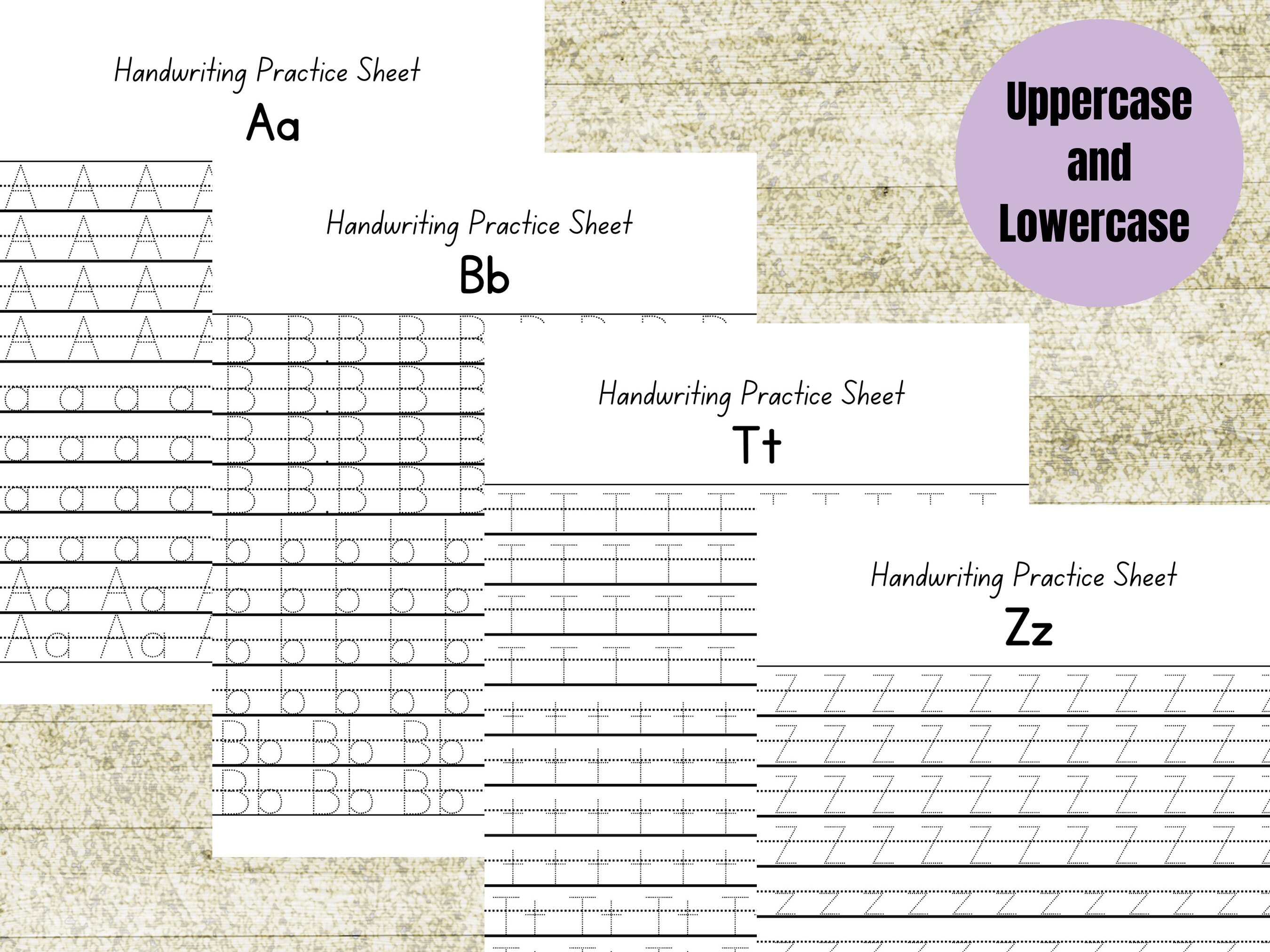 Handwriting Practice Sheet, A to Z, Printable Handwriting Practice ...