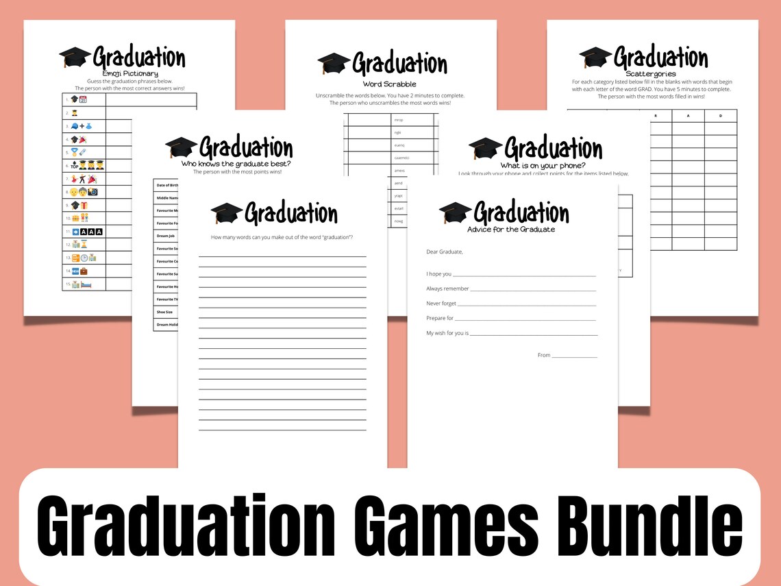 Graduation Party Games Bundle Graduation Games Printable - Etsy