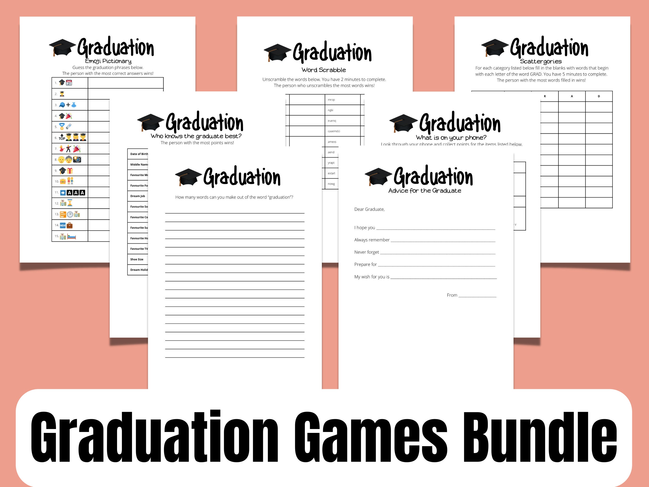 Graduation Party Games Bundle, Graduation Games Printable, Party Games ...