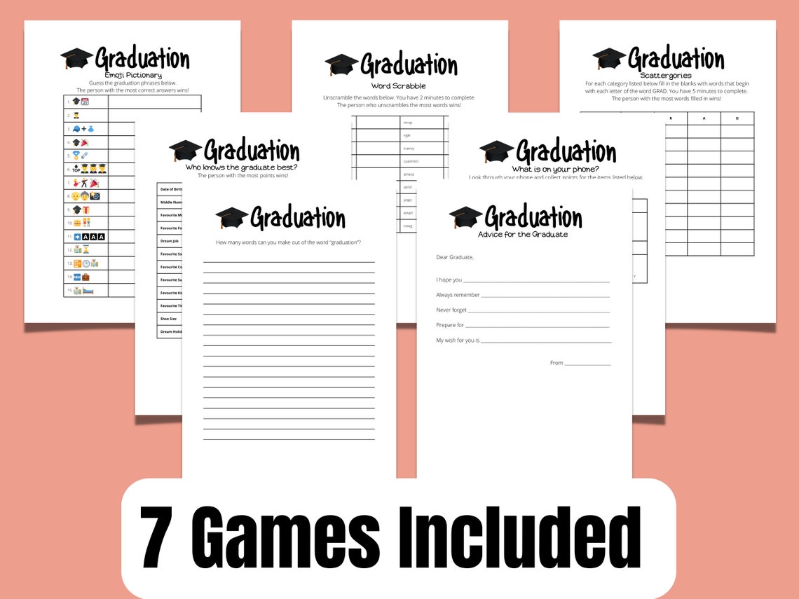 Graduation Party Games Bundle Graduation Games Printable - Etsy